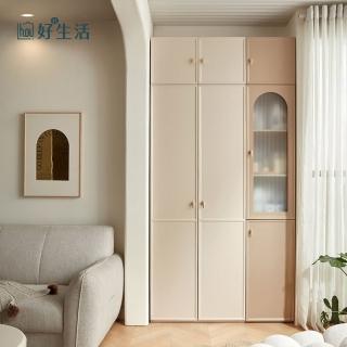 【hoi! 好好生活】預購60天★林氏木業奶糖系列1.2M雙門玻璃儲物櫃組合 TO4G 附頂櫃-momo購物網 - 好評推薦 - 2025年1月