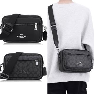 【COACH】皮革 經典PVC / 小款 / 斜背包(黑色 / 黑灰)-momo購物網 - 好評推薦 - 2025年6月
