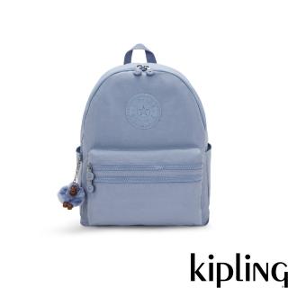 【KIPLING】灰藍色拉鍊後背包-BOUREE-momo購物網