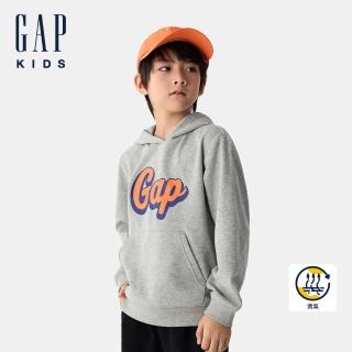 【GAP】兒童裝 Logo印花帽T 碳素軟磨法式圈織系列-灰色(687366)-momo購物網