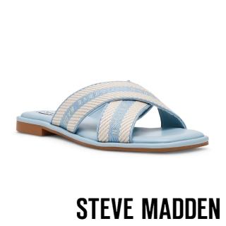 【steve madden】ARROWS 編織交叉帶平底拖鞋(藍色)-momo購物網 - 好評推薦 - 2026年1月