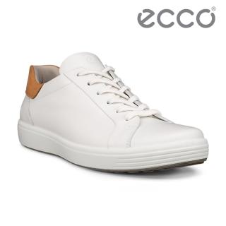 【ecco】SOFT 7 M 柔酷時尚輕巧休閒鞋 男鞋(白色/棕色 47082450104)-momo購物網 - 好評推薦 - 2026年4月