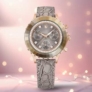 【SWAROVSKI 施華洛世奇】Octea Chrono 計時手錶 女錶-37mm(5671153 灰色)-momo購物網 - 好評推薦 ...