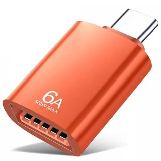 【Bill Case】GaN n Roses系列高階6A 120WUSB 3.0母轉Type C閃充OTG轉接頭 橙(快充頭優選配件 錦上添花 ...