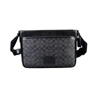 【COACH】PVC Logo皮飾方型斜背男包(鐵灰黑C)-momo購物網 - 好評推薦 - 2025年10月