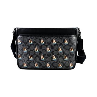 【COACH】PVC Logo皮飾方型斜背男包(鐵灰黑C/帆船印花)-momo購物網 - 好評推薦 - 2025年10月