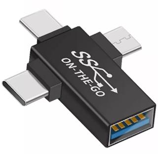 【Bill Case】高階三合一 Type C Lightning Micro USB 迷你OTG轉接頭 酷黑(支持iPhone15 16全新 ...