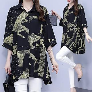 【麗質達人】2113黑黃印花襯杉-LY(L-5XL)-momo購物網 - 好評推薦 - 2025年5月