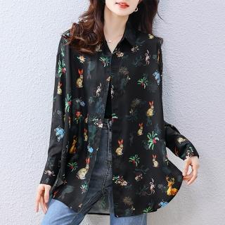 【麗質達人】8358黑色長印花襯衣-LY(L-5XL)-momo購物網 - 好評推薦 - 2025年9月