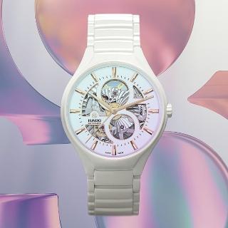 【Rado 雷達表】預888限量True Round Automatic Open Heart真我鏤空繽紛白40㎜-加8豪禮 R01 ...