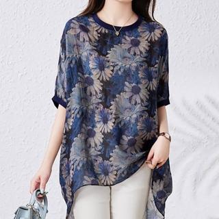 【麗質達人】5982黑藍色印花上衣-LY(L-5XL)-momo購物網 - 好評推薦 - 2025年10月