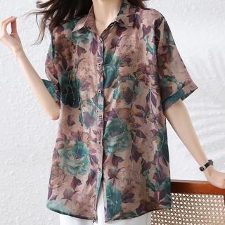 【麗質達人】9583翻領印花上衣-LY(L-5XL)-momo購物網 - 好評推薦 - 2025年10月