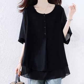 【麗質達人】6061黑色假二件上衣-LY(L-5XL)-momo購物網 - 好評推薦 - 2025年5月