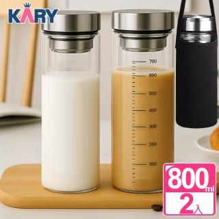 【KARY】2入800ml職人珍藏帶刻度高硼硅玻璃杯(泡茶杯 送手提杯套)-momo購物網 - 好評推薦 - 2025年10月