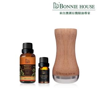 【Bonnie House 植享家】婦科保養組(天竺葵精油5ml+柔情女人專屬複方精油30ml+手持鍺石溫馨按摩儀)-momo購物網 - 好評推薦 - 2025年9月