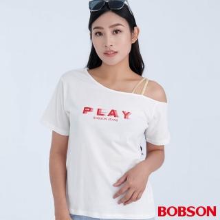 【BOBSON】女款不對稱織帶上衣(71089-80)-momo購物網 - 好評推薦 - 2025年6月