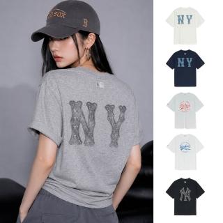 【MLB】短袖T恤 Monogram系列 紅襪/洋基隊(3ATSM0653-四色任選)-momo購物網