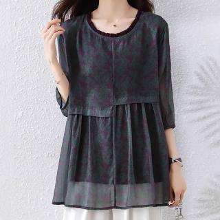 【麗質達人】6696紫綠圓領印花上衣-LY(L-5XL)-momo購物網 - 好評推薦 - 2025年5月