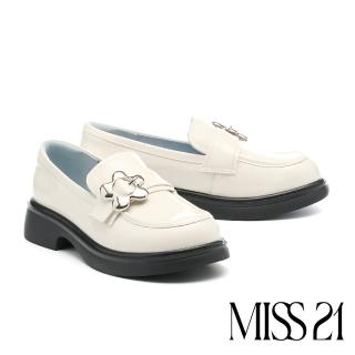 【MISS 21】可愛復古花花牛漆皮樂福厚底鞋(米白)-momo購物網 - 好評推薦 - 2025年10月