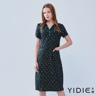 【YIDIE 衣蝶】羅紋翻領字母印花長洋裝-黑-momo購物網 - 好評推薦 - 2026年1月