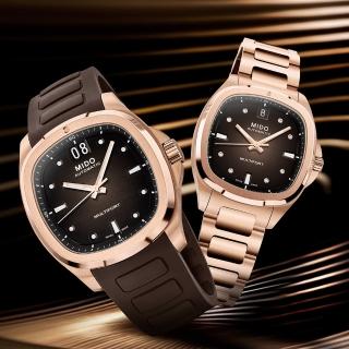 【MIDO 美度】Multifort TV 先鋒機械對錶 情侶手錶 玫瑰金 巧克力色(M0495263729100 ...