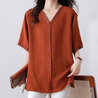 【麗質達人】836桔色V短袖上衣-LY(L-5XL)-momo購物網 - 好評推薦 - 2025年5月