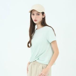 【GIORDANO 佐丹奴】女裝SORONA涼感扭結上衣 Spring Adventure系列(60 冰河綠)-momo購物網