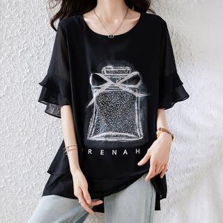 【麗質達人】9875黑色雪紡印花上衣-LY(L-5XL)-momo購物網 - 好評推薦 - 2025年6月