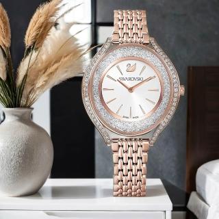 【SWAROVSKI 施華洛世奇】Crystalline Aura 奢華水晶女錶 手錶-35.5mm(5519459)-momo購物網 ...