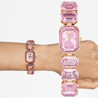【SWAROVSKI 施華洛世奇】八角方形水晶手鍊手錶 女錶-粉紅色/23x17mm(5630837)-momo購物網 - 好評推薦 ...