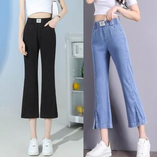 【K.W.】韓國進口開岔舒活人氣造型休閒微喇叭褲(棉麻 中長裙 小香風 涼感褲 牛仔褲 輕薄 涼感裙)-momo購物網 - 好評推薦 ...