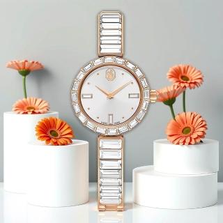 【SWAROVSKI 施華洛世奇】Matrix Bangle 方形切割水晶手鐲式手錶 女錶-25mm(5677484)-momo購物網 ...