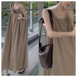 【ASister 小姊姊】AS1506#渡假洋裝☆無袖*溫柔奶茶*側口袋+後綁帶A字長洋裝/連身裙(圖片色 S-2XL)-momo購物網 ...