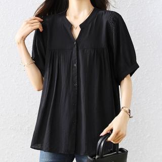 【麗質達人】8546黑色V領短袖上衣-LY(L-5XL)-momo購物網 - 好評推薦 - 2025年9月