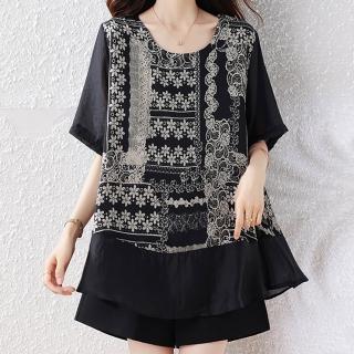 【麗質達人】5782黑色印花假二件上衣-LY(L-5XL)-momo購物網 - 好評推薦 - 2025年8月