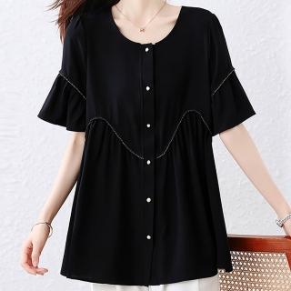 【麗質達人】566黑色設計款短袖上衣-LY(L-5XL)-momo購物網 - 好評推薦 - 2025年9月
