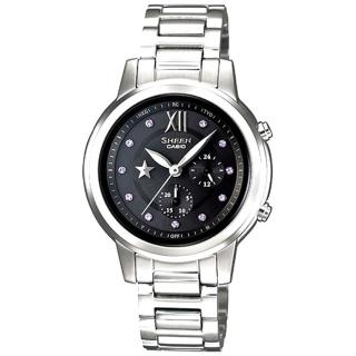 【CASIO 卡西歐】SHEEN戀夜星辰太陽能電波時尚錶-黑(SHE-7506D-1ADR)-momo購物網 - 好評推薦 - 2026年5月