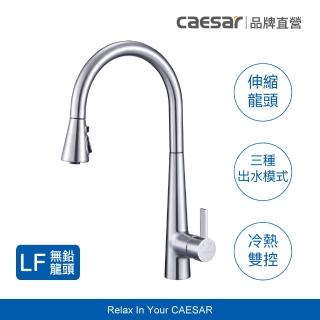 【CAESAR 凱撒衛浴】無鉛立式伸縮廚房龍頭-不鏽鋼絲光色 K905CSL(含基本安裝 / 抽拉式水龍頭)-momo購物網 - 好評推薦 - 2025年8月