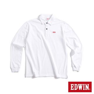 【EDWIN】男裝 基本印花長袖POLO衫(白色)-momo購物網