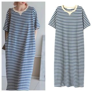 【ASister 小姊姊】AS1652#休閒洋裝☆中大尺碼*短袖撞色圓領條紋側口袋*直筒連身裙(M-2XL)-momo購物網 - 好評推薦 ...