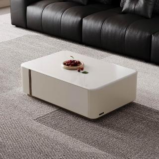 【hoi! 好好生活】林氏木業皓月系列收納 方型岩板茶几 RD1L-momo購物網