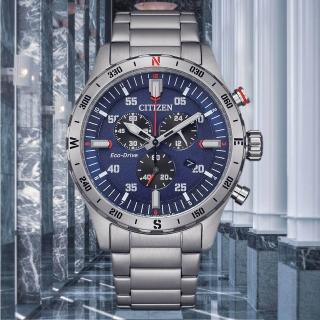 【CITIZEN 星辰】Chronograph潮流型男光動能三眼計時手錶 藍 情人節 禮物 43mm AT2520-89L-momo購物網 ...