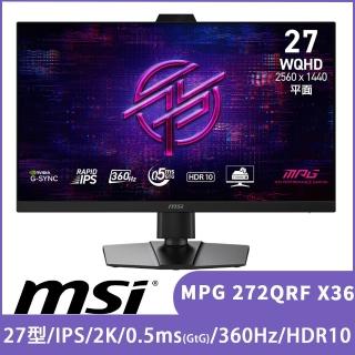 【MSI 微星】MPG 272QRF X36 27型 IPS 2K 360Hz電競螢幕 (G-SYNC Pulsar/護眼減藍光/HDR10 ...